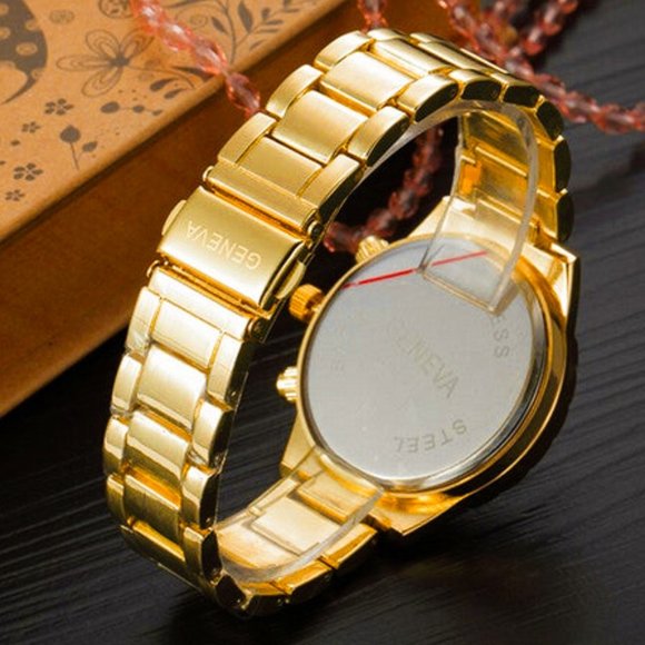 Geneva | Accessories | Gold Floating Crystal Calendar Geneva Ss Watch ...